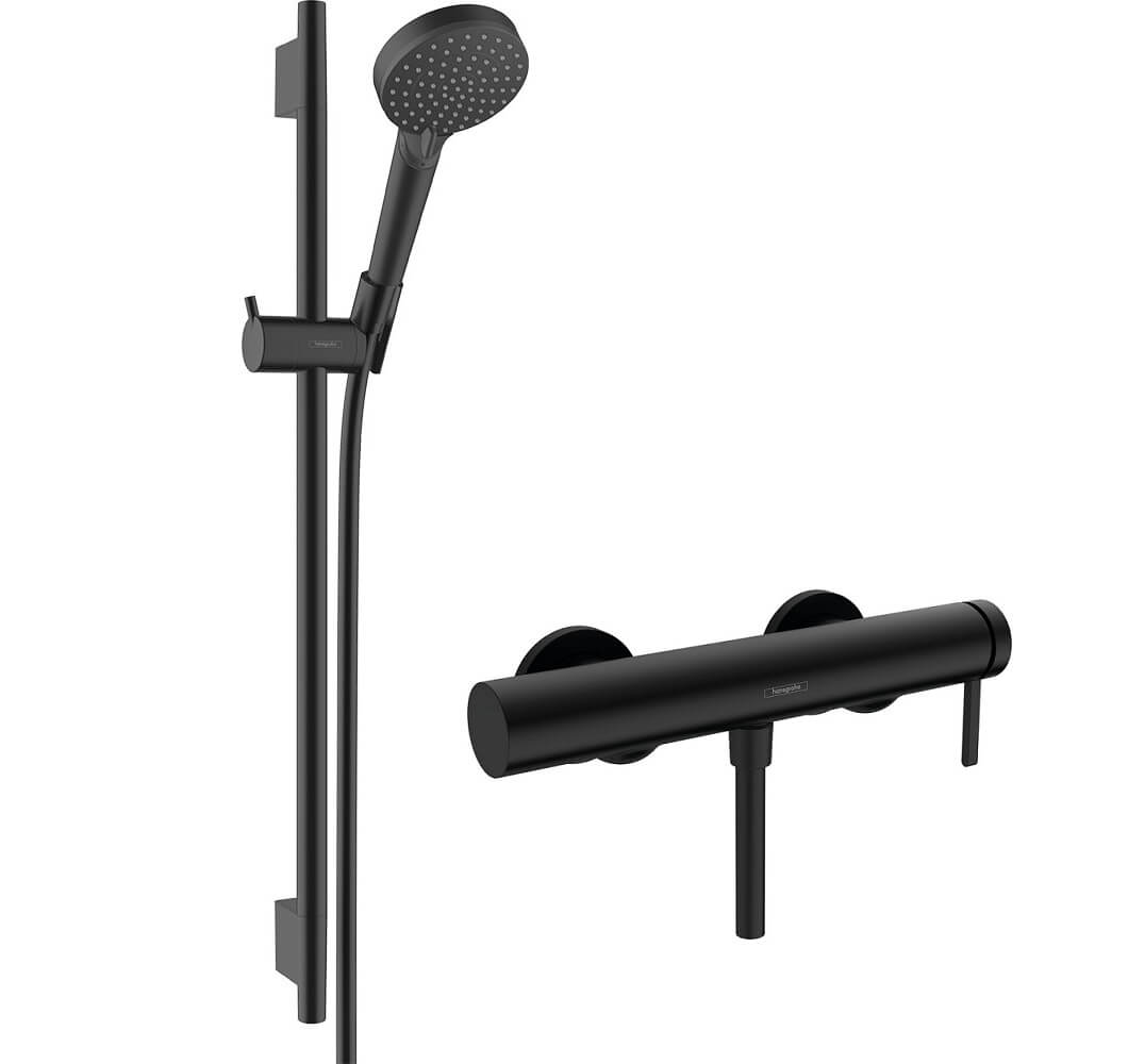 Hansgrohe Duschamatur mit Brausestange, schwarz matt | BÄDERMAXX · Ihr ...