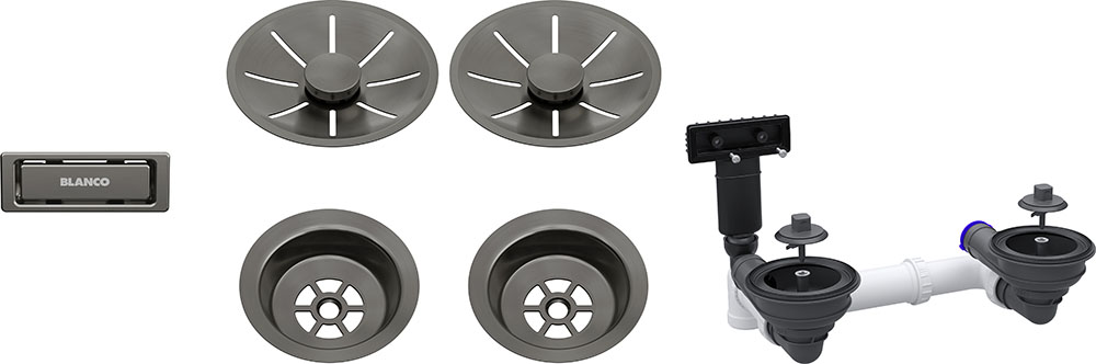 Blanco Ab- und Überlaufset InFino satin dark steel 207440 | BÄDERMAXX