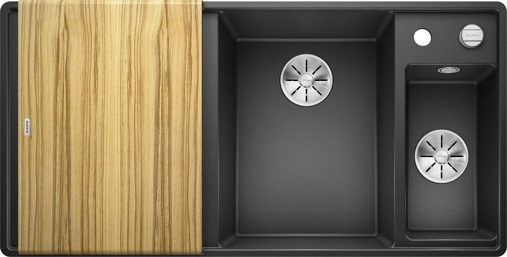 Blanco Axia III 6 S-F Granitspüle, Ablauffernbedienung, anthrazit | BÄDERMAXX